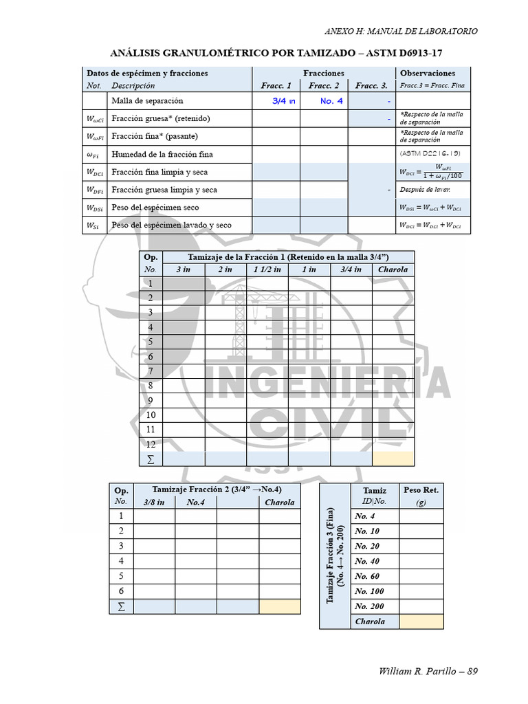 (Draft) Formatos Granulometria Astm D6913-17 | PDF