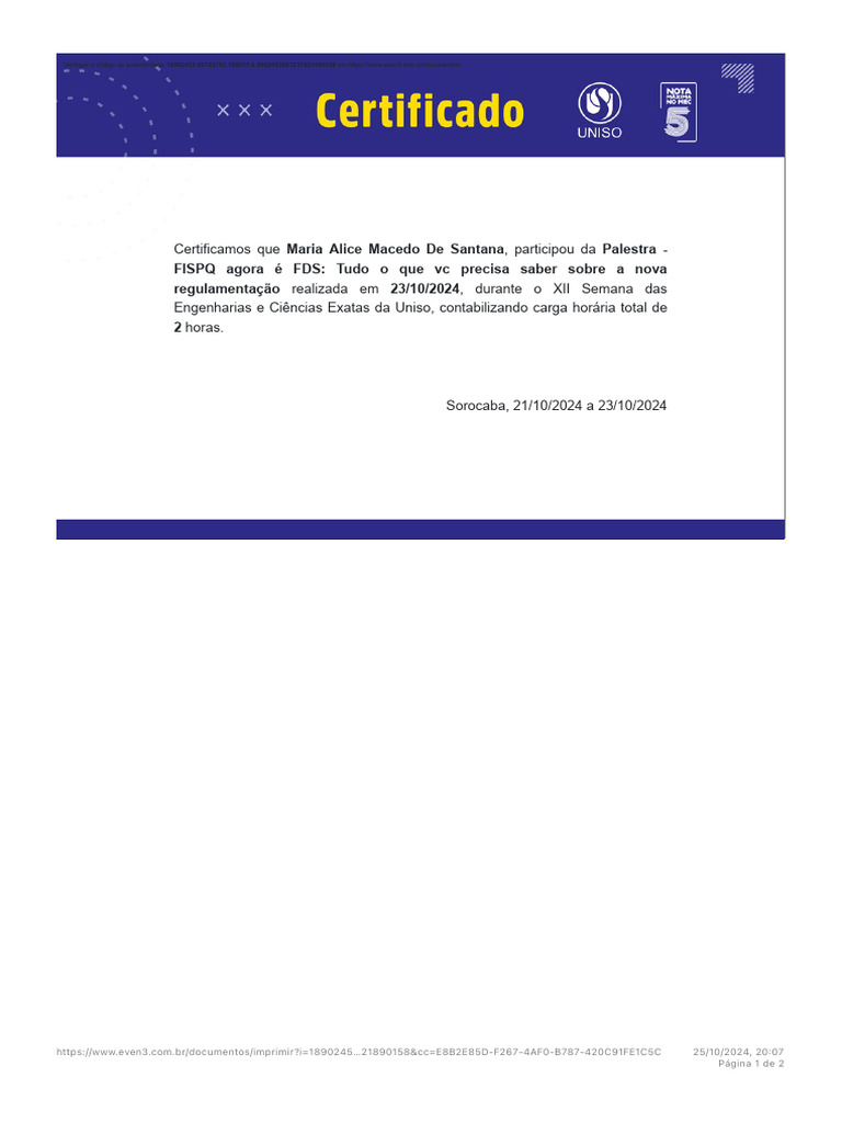 Certificado - FDS | PDF