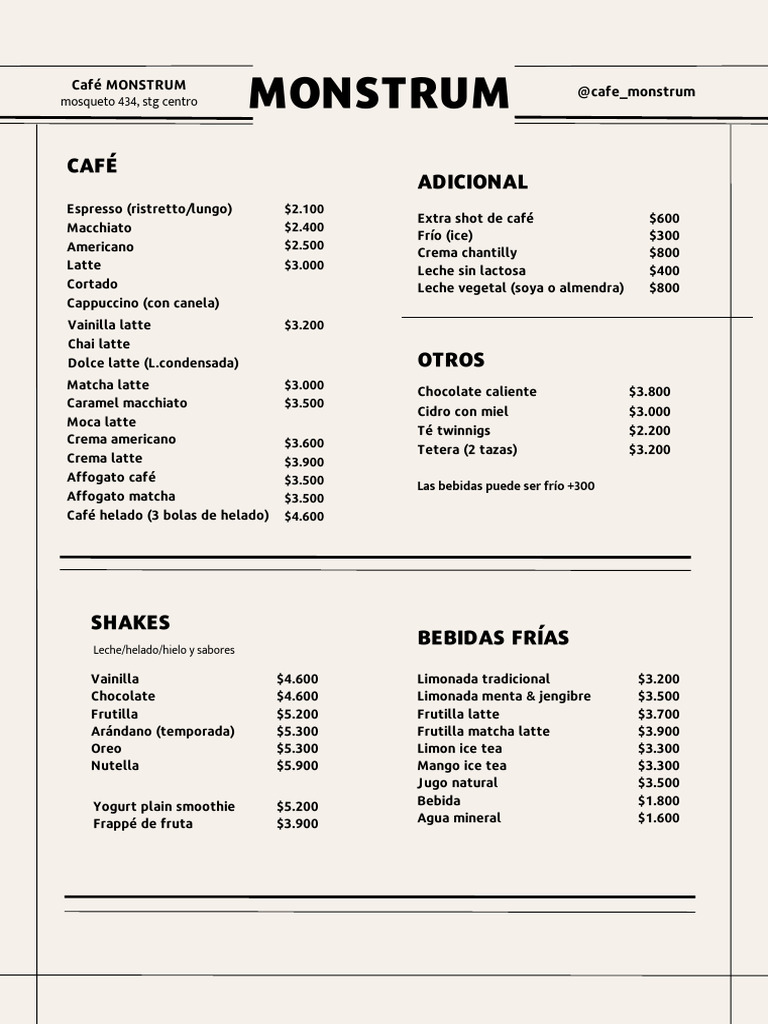 Menú Monstrum Agosto 2 | PDF | Alimentos