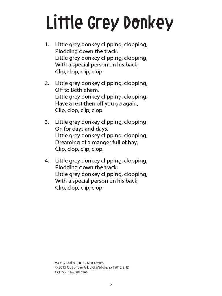 Little Grey Donkey Lyrics | PDF