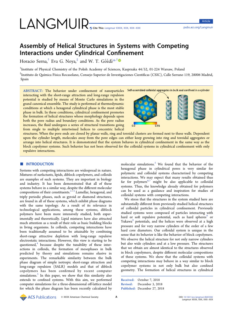 Helical Structures in Confined Nanoparticle Systems | PDF | Colloid ...