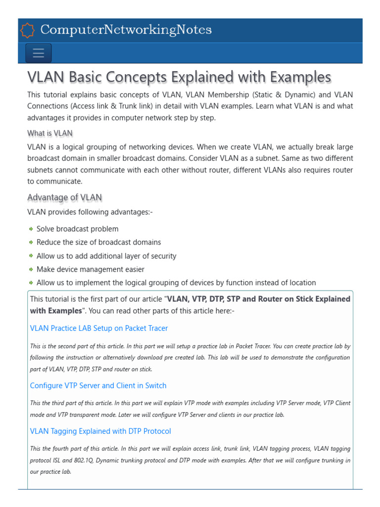 VLAN Basic Concepts Explained with Examples | PDF | Computer Network | Network Switch