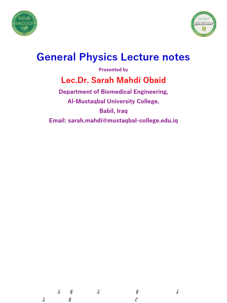 MUCLecture 2022 42354524 | PDF | Euclidean Vector | Applied And Interdisciplinary Physics