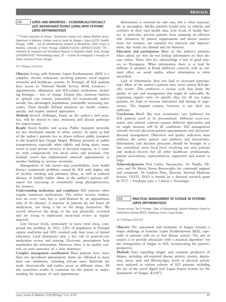 I48 Practical Management of Fatigue in Systemic Lu | PDF | Autoimmune ...