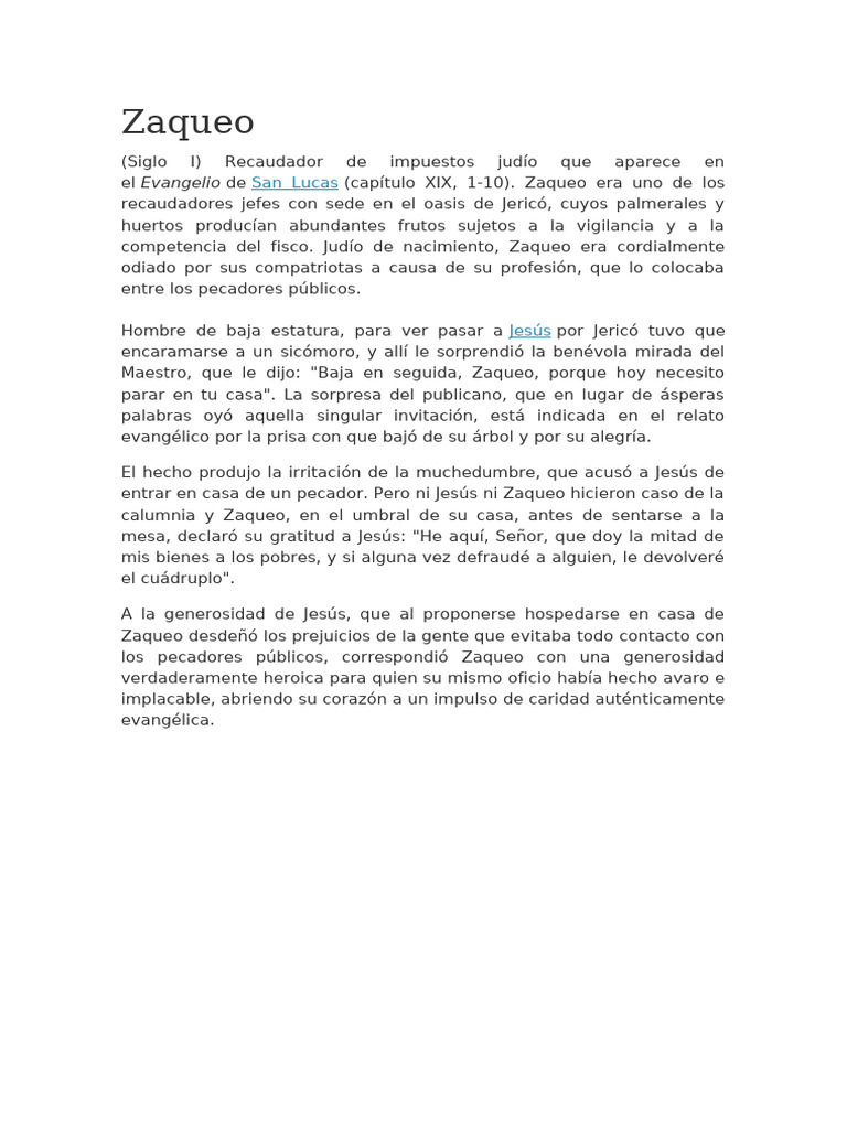 Zaqueo | PDF | Pablo el apóstol | Jesús