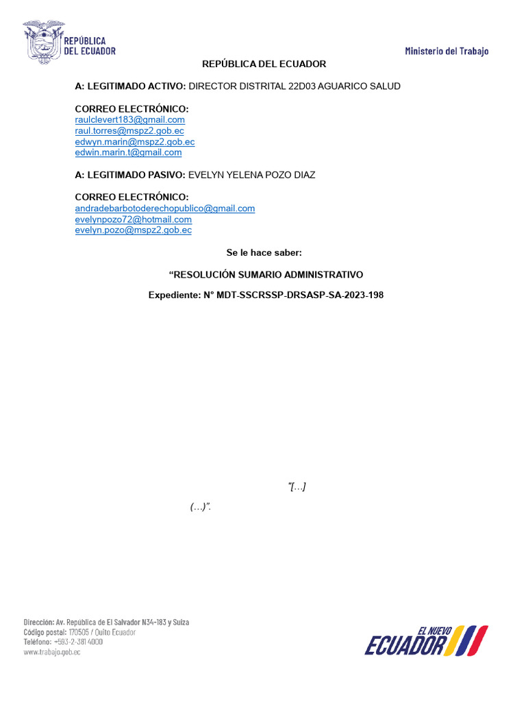 Boleta ResoluciÃ N de Archivo Exp. 2023-198-Signed | PDF | Debido al ...