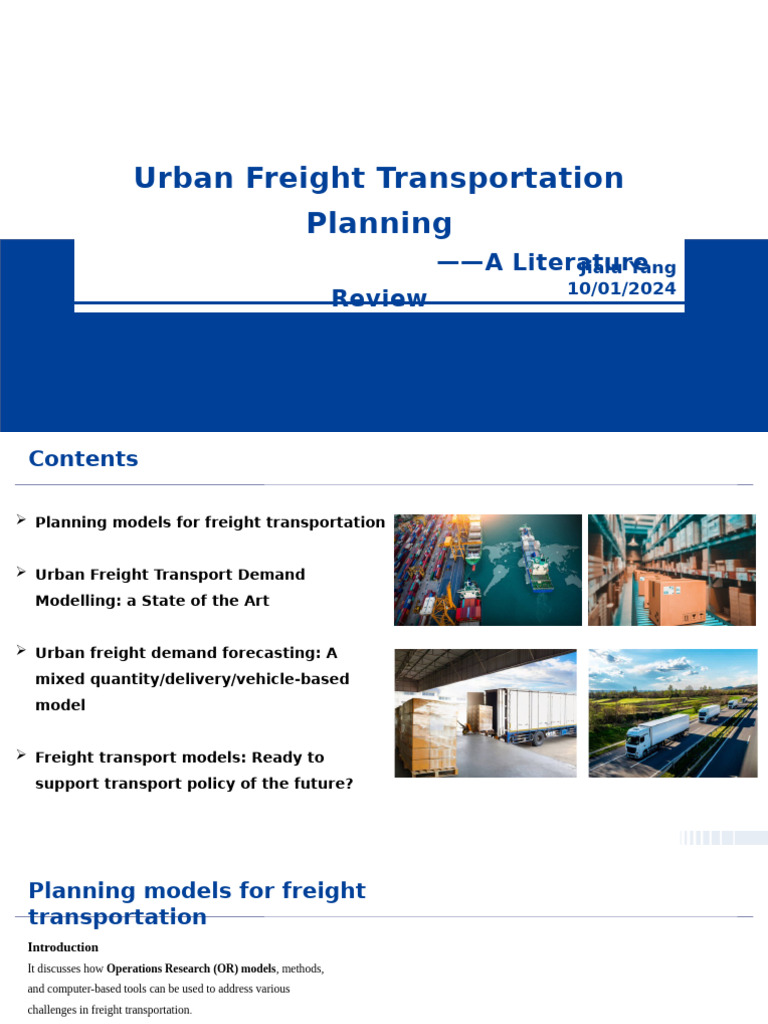 Urban Freight Transportation Models Review | PDF | Transport | Logistics