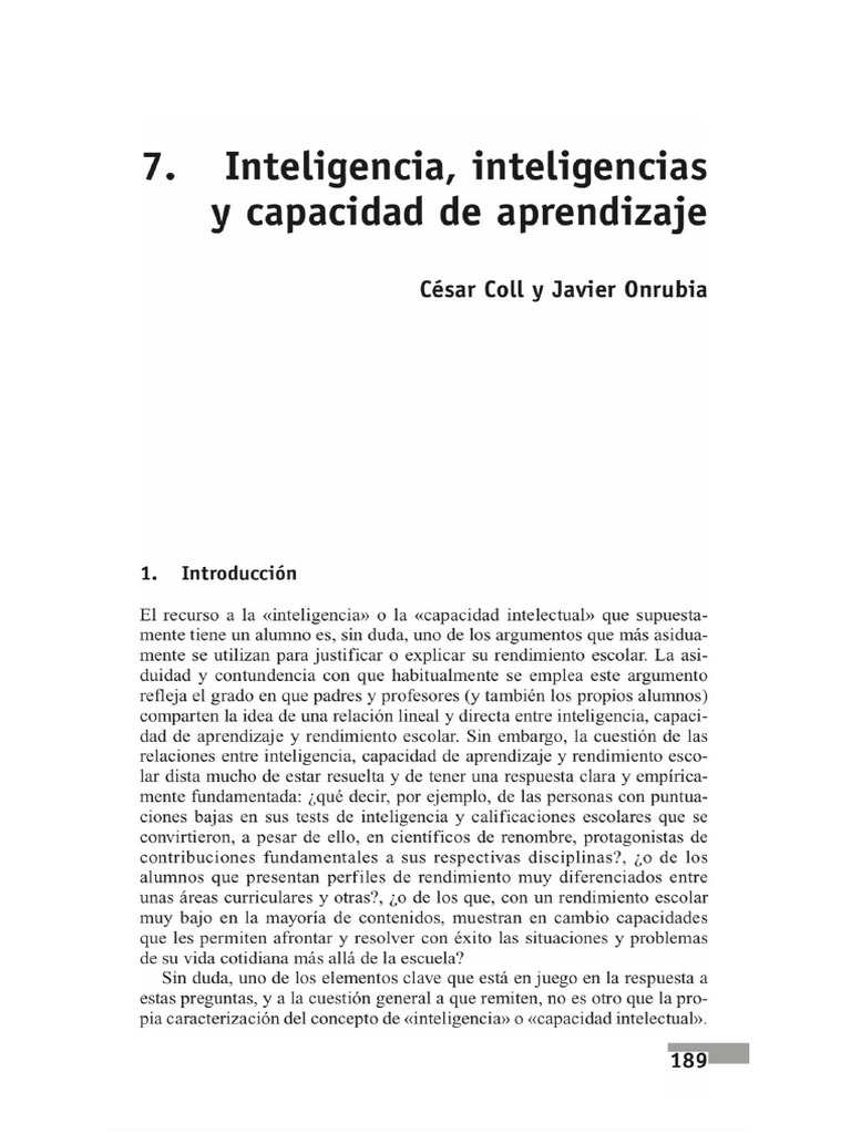 Psicologia Inteligencia | PDF