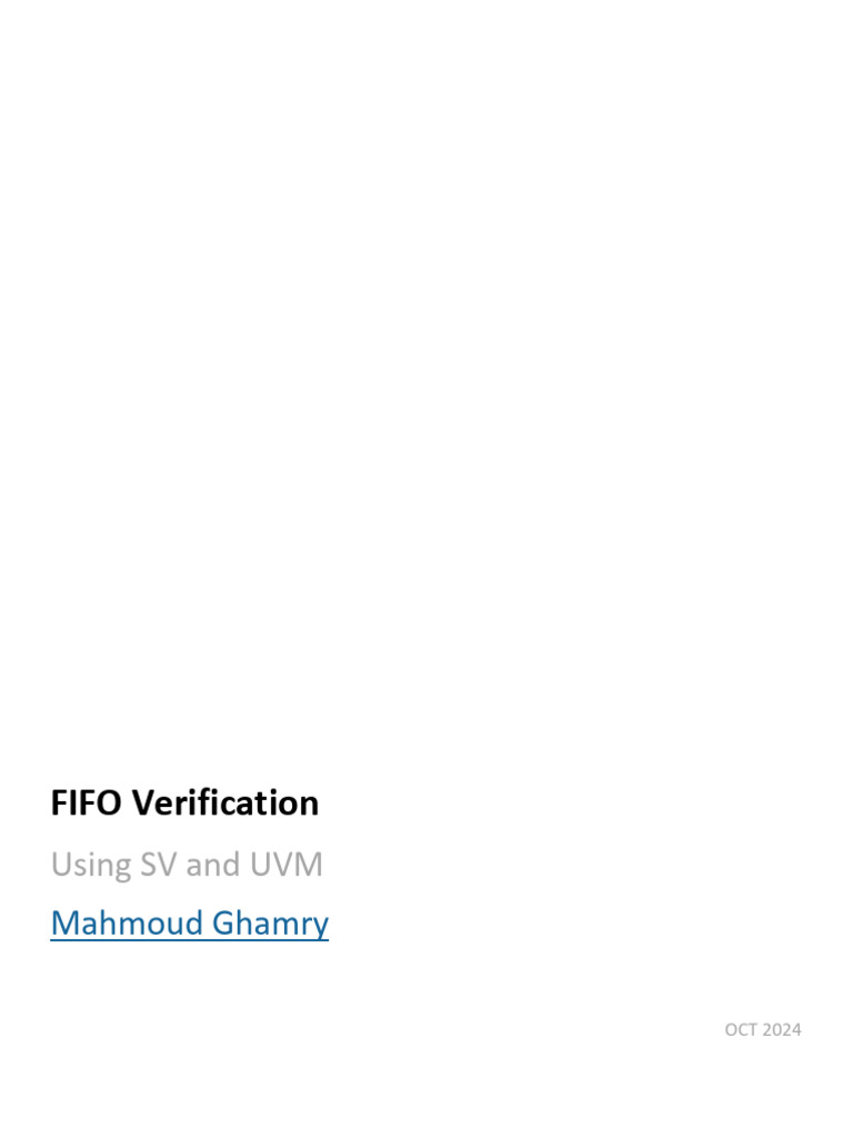 UVM FIFO Verification Methodology | PDF | Formal Verification | Computer Engineering