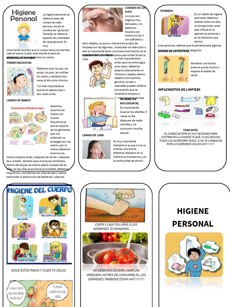 Triptico de La Higiene Personal 5 | PDF | Higiene | Lavado de manos