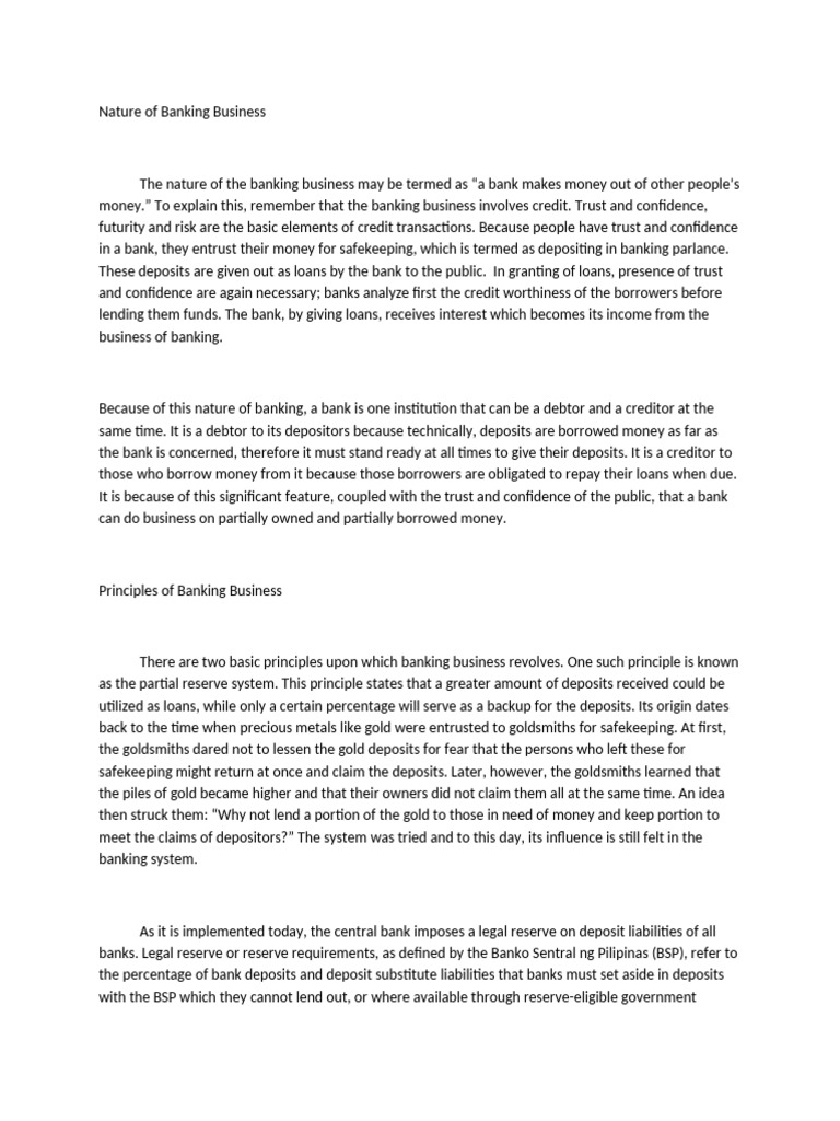 Nature of Banki-WPS Office | PDF | Banks | Money