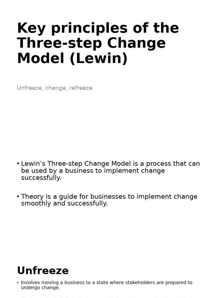 Key Principles of The Three-Step Change Model (Lewin) | PDF | Business ...