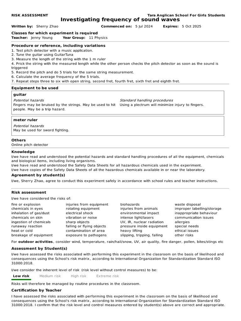 Investigating Frequency of Sound Waves | PDF | Risk | Ultraviolet