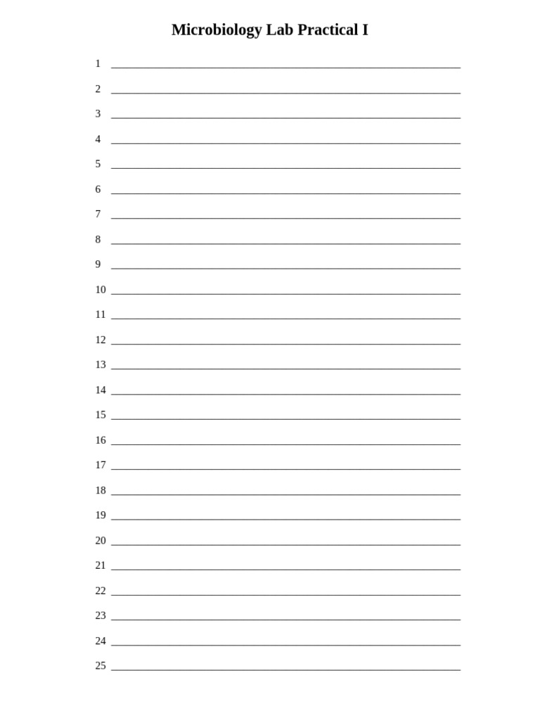 Microbiology Lab Practical I Answer Sheet | PDF