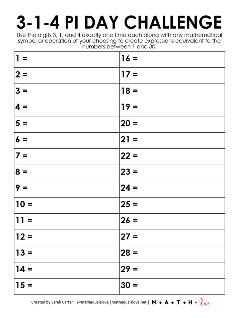 3 1 4 Pi Day Challenge | PDF | Teaching Methods & Materials