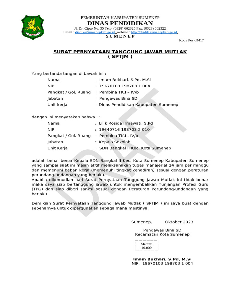 SPTJM TPG SDN Bangkal 23-24 | PDF