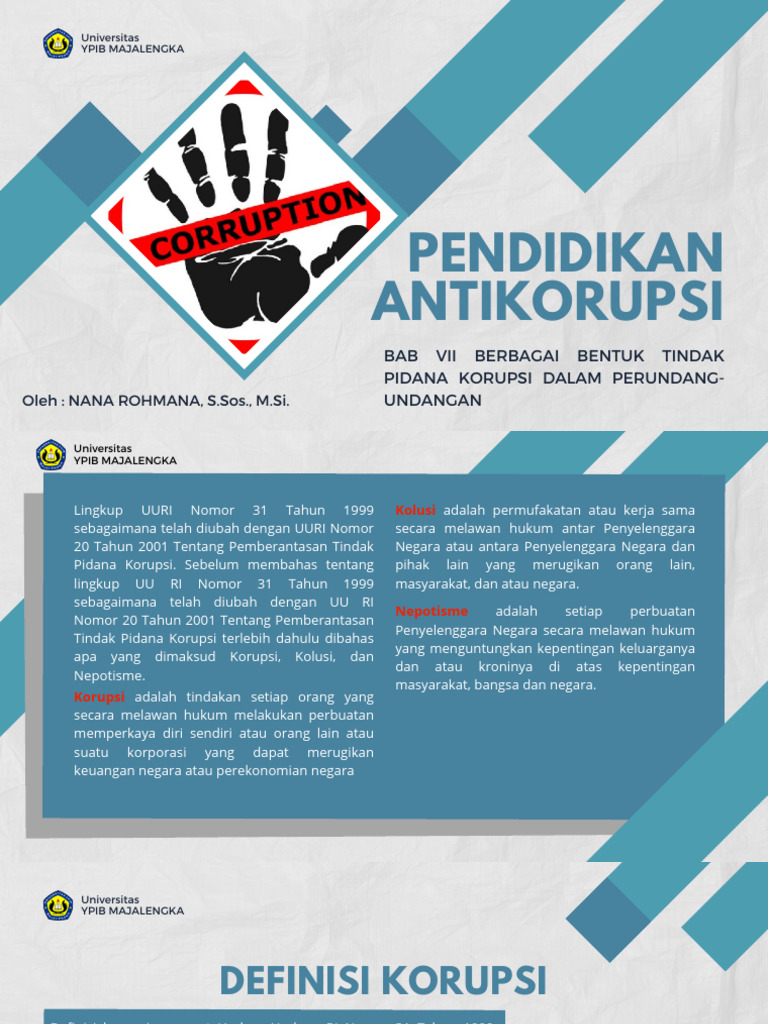 Bab Vii Berbagai Bentuk Tindak Pidana Korupsi Dalam Perundang - Undangan | PDF | Ilmu Sosial