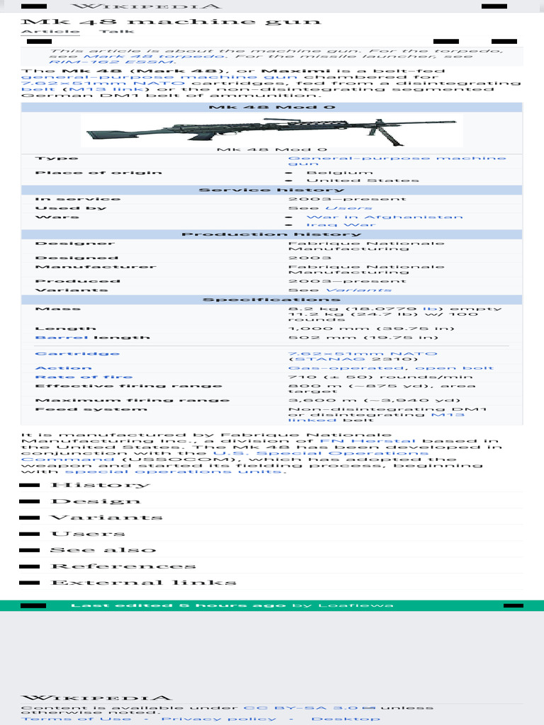 MK 48 Machine Gun - Wikipedia | PDF | Flight | Ballistics