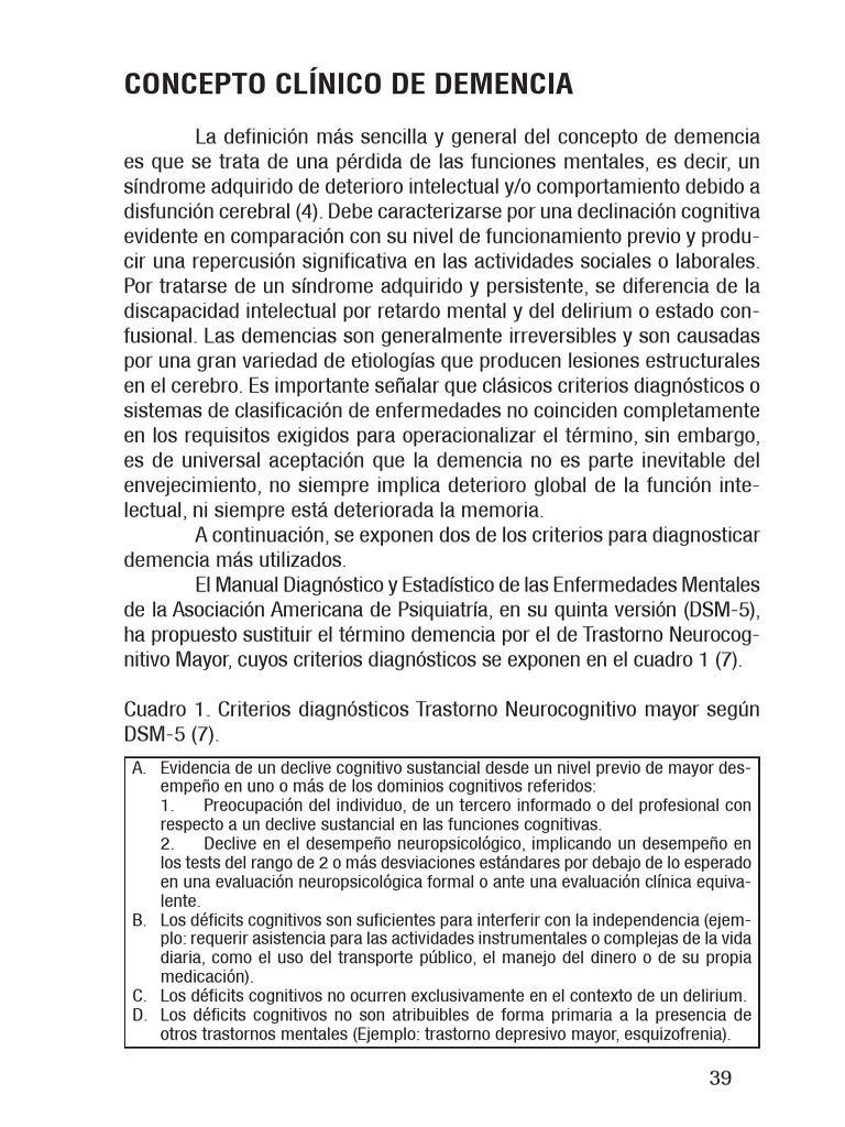 Concepto Clínico De Demencia Pdf Demencia Enfermedad De Alzheimer