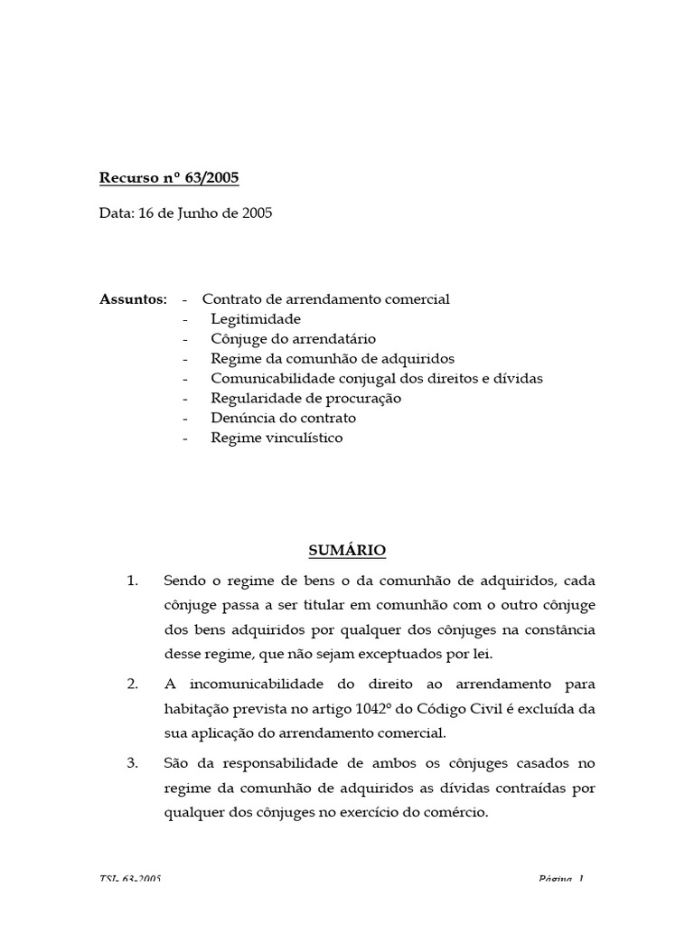 Ac. - Denúncia Do Arrendamento Comercial - 1038º:2 CC, 1039º CC - Macau | PDF | Leasing | Réu