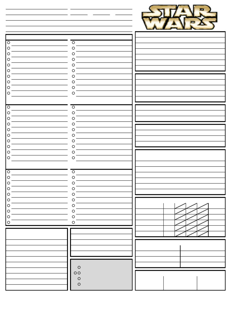 Star Wars d6 Character Sheet | PDF
