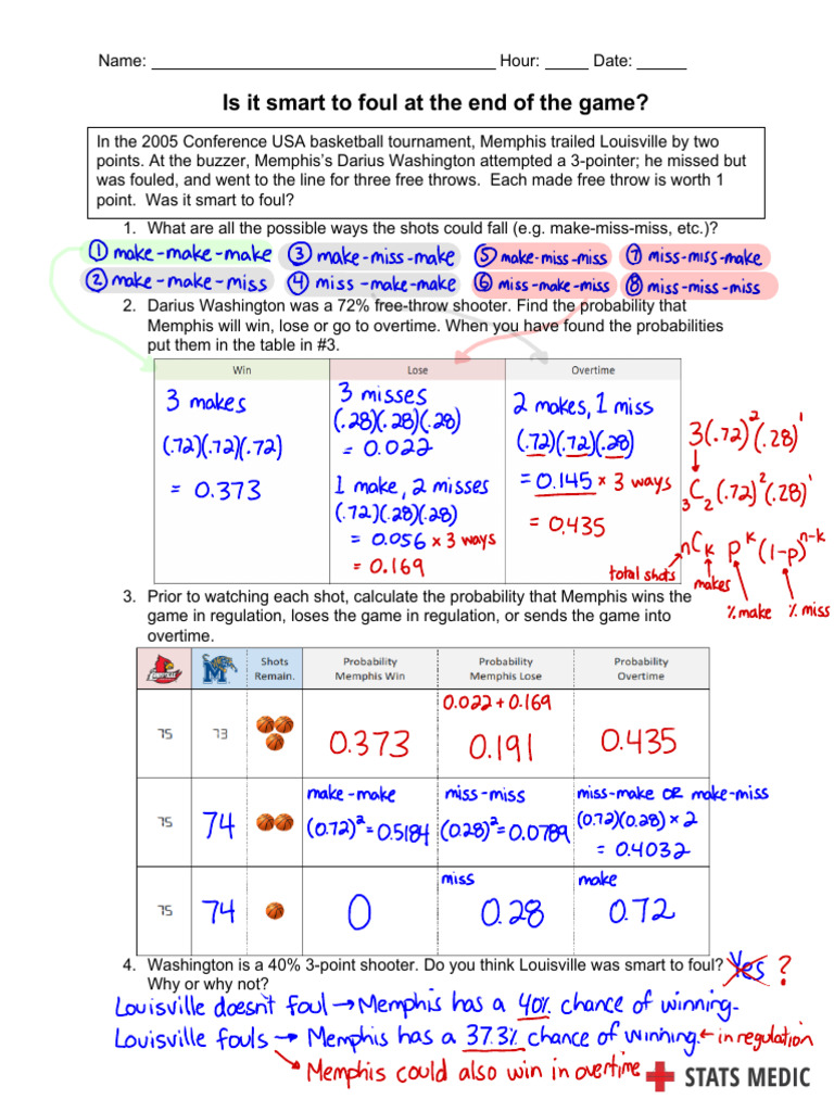 DAY5 - Is It Smart To Foul at The End of The Game? | PDF | Probability | Probability Theory