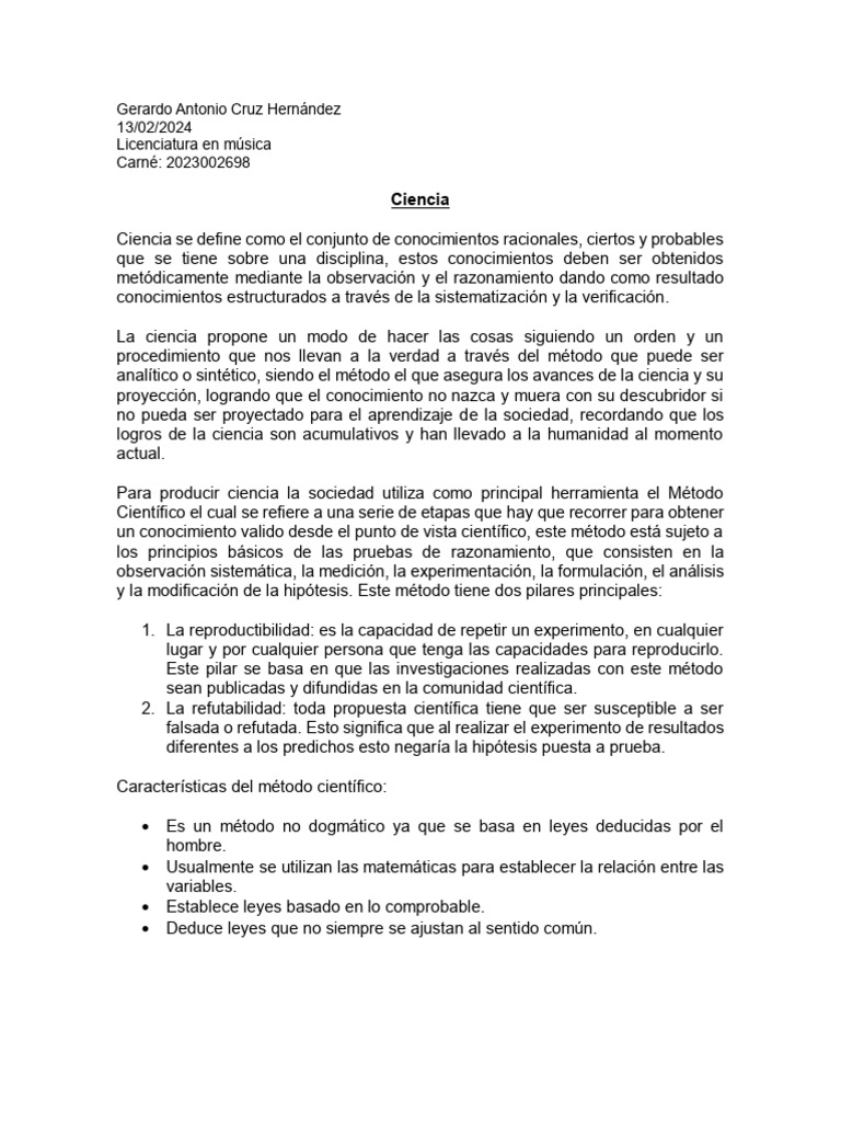 Ciencia Método Científico Y Filósofos Pdf Método Científico