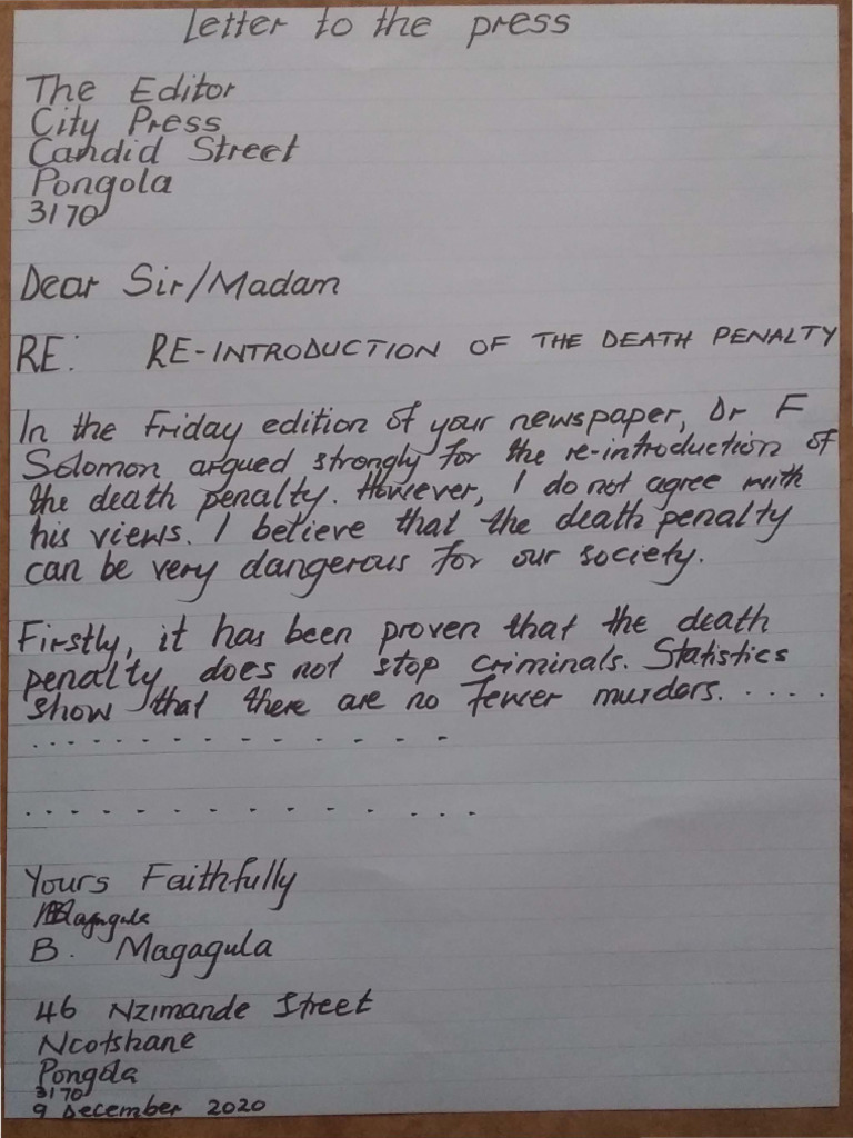 Letter To The Press | PDF | Foreign Language Studies | Home & Garden