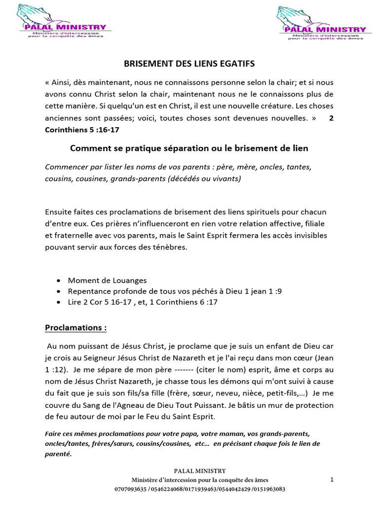 Brisement des Liens Négatifs Spirituels | PDF | Âme | Jésus