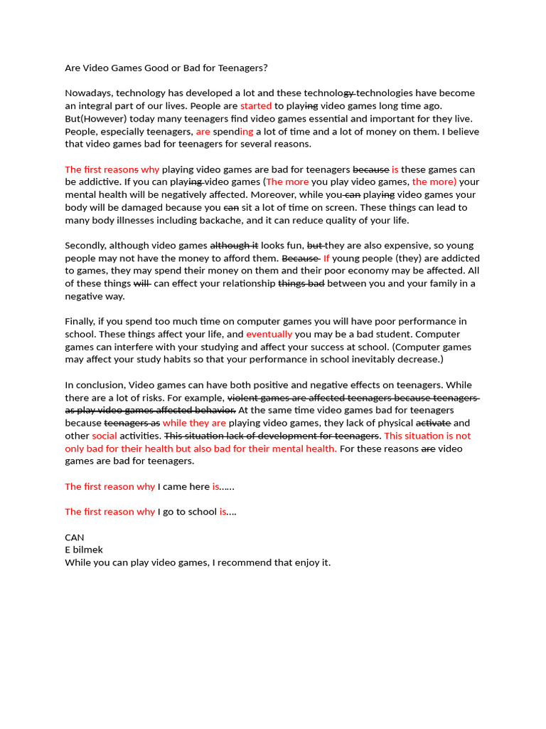 Are Video Games Good or Bad For Teenagers | PDF