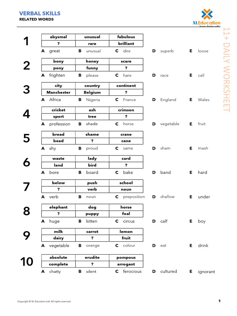 126 Week43 XLEducation Daily Worksheet VR 23102024 | PDF | Linguistic ...