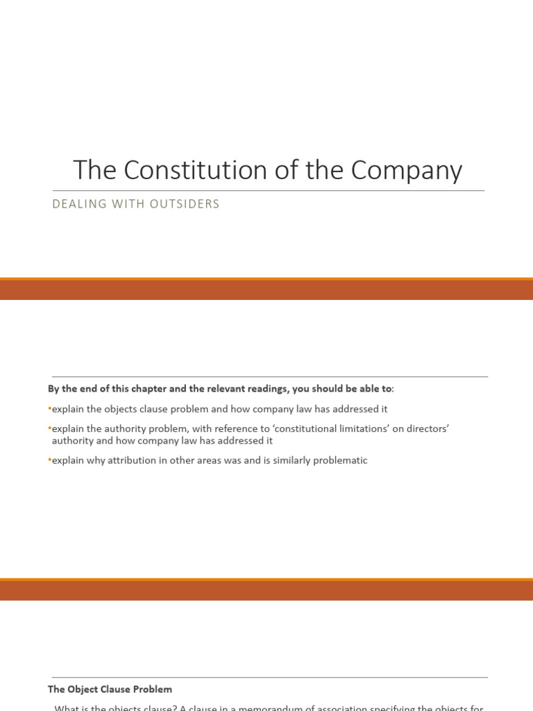 The Constitution of the Company- Dealing with Outsiders 2022-2023 | PDF ...