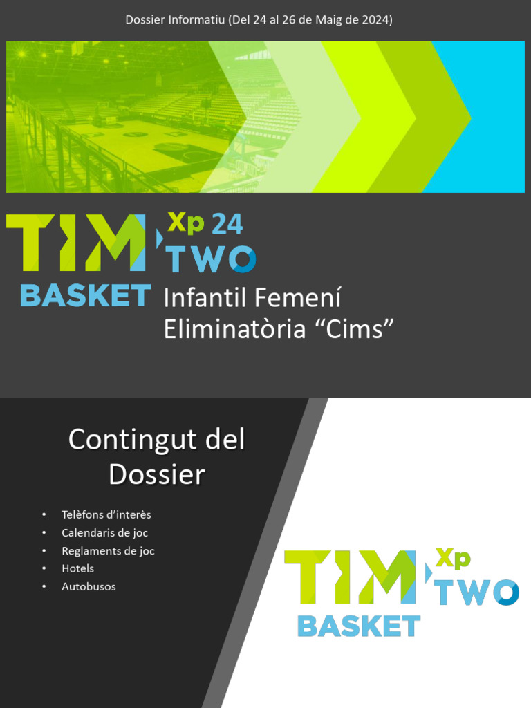 Dossier Informatiu TIM24 Two XP Basket Andorra Infantil Fem. Eliminatòria CIMS | PDF