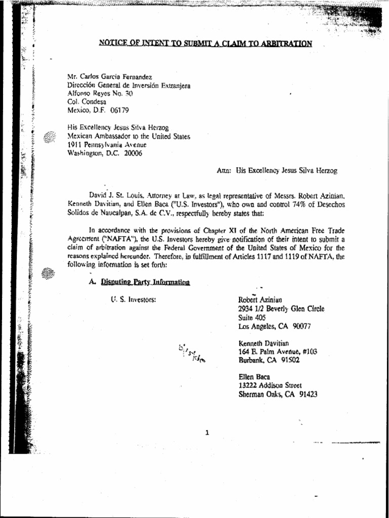 1) AZINIAN. Notice of Intent | PDF