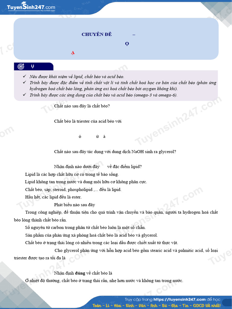 De Thi BTVN Lipid 1716284637 | PDF