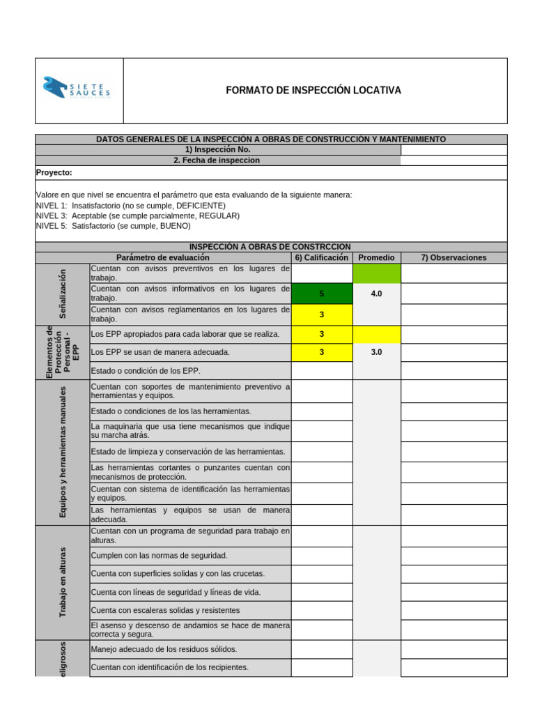 Formato Inspecciones Locativas | PDF