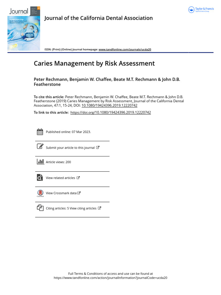 Caries Management by Risk Assessment | PDF | Dentistry | Health Care