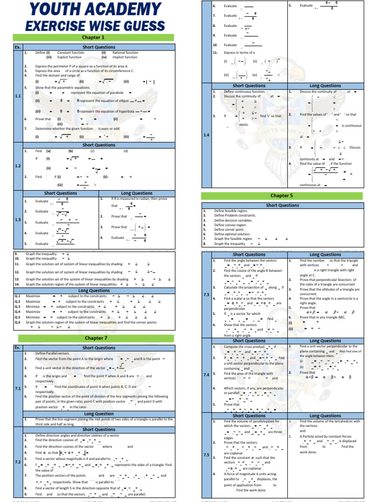 4 Page Per Sheet Class 1th Notes Math | PDF | Euclidean Vector ...