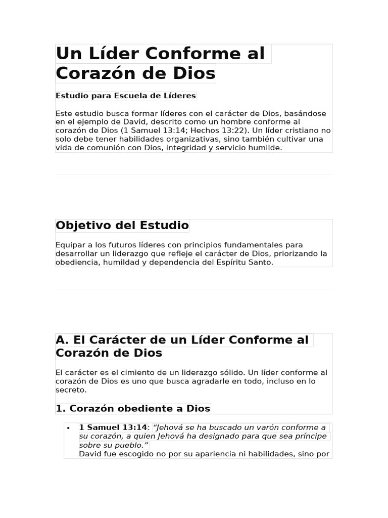 Un Lider Conforme Al Corazon de Dios 2 | PDF | David | Fe