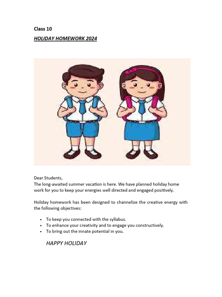 Class X Holiday Homework | PDF