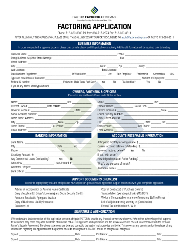 FactorFunding Factoring Application-1 | PDF | Business | Social ...