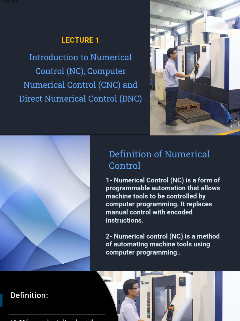 L1 - Introduction-to-NC-CNC-DNC BT ME 516 | PDF | Numerical Control | Computer Program