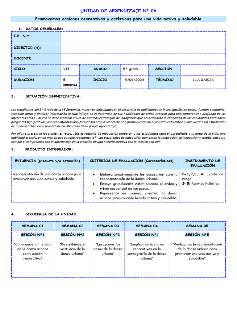 unidad 6 sesion 1 AYC | PDF | Aprendizaje | Evaluación
