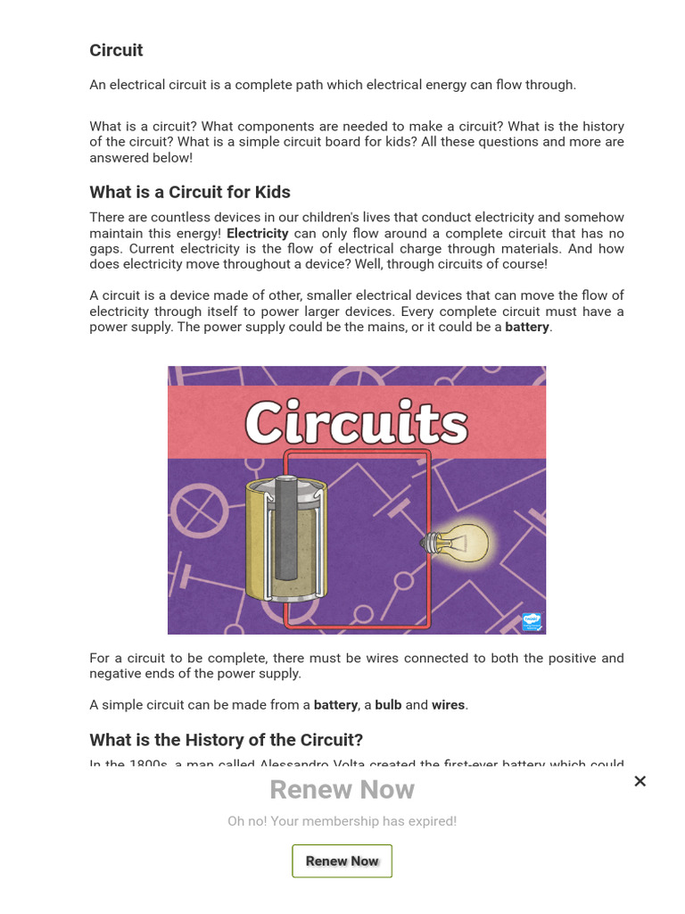What Is A Circuit For Kids - Simple Circuit Board Info - Twinkl | PDF ...