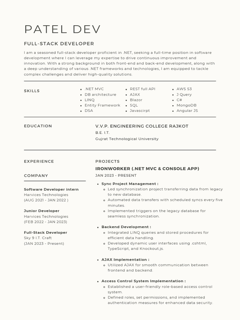 Dev Resume | PDF | Language Integrated Query | Databases Dev Resume | PDF | Language Integrated Query | Databases