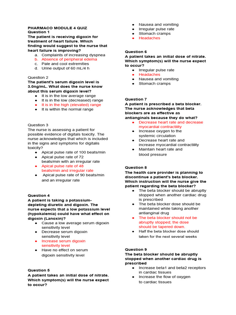 1 PHARMA Qs (M4 Quiz and Practice QS) | PDF | Clinical Medicine | Medical Specialties