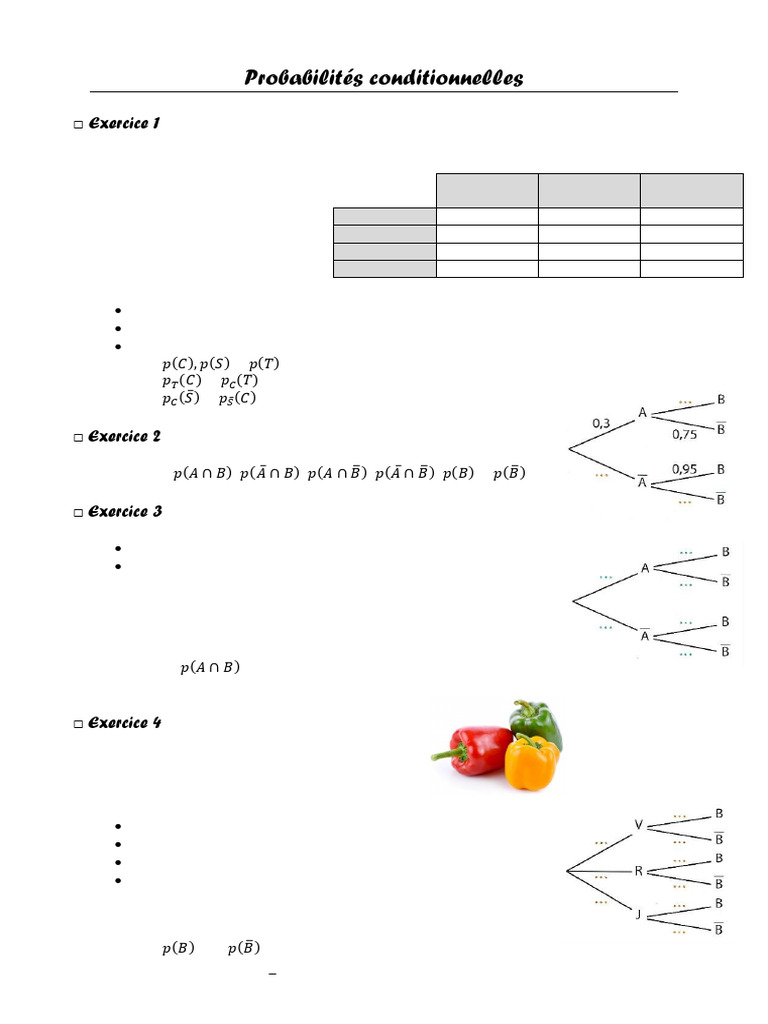 Exercices de Probabilités Conditionnelles | PDF | Dé | Théorie des ...