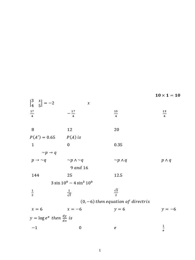 75 Basic Maths MQP 1 | PDF | Mathematics