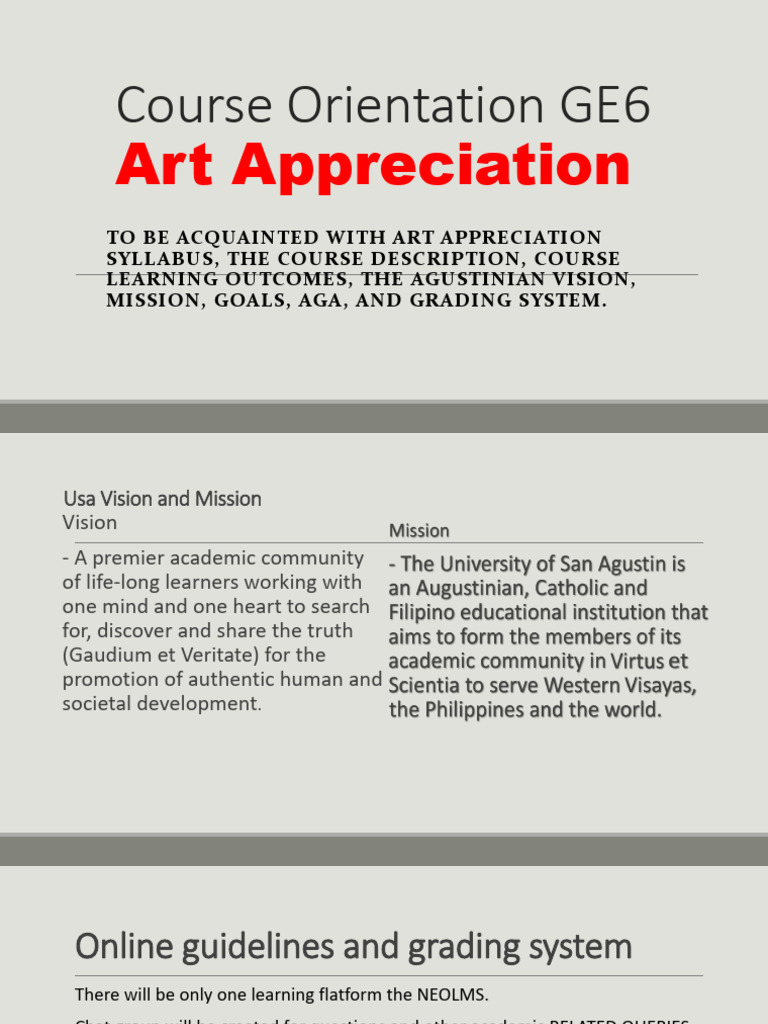 Course_orientation_GE_6 Art Appreciation | PDF | The Arts