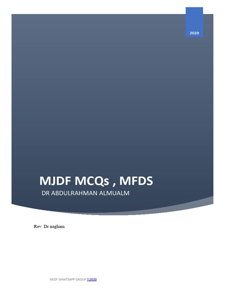 MJDF MCQ Collection | PDF | Dentures | Medical Specialties